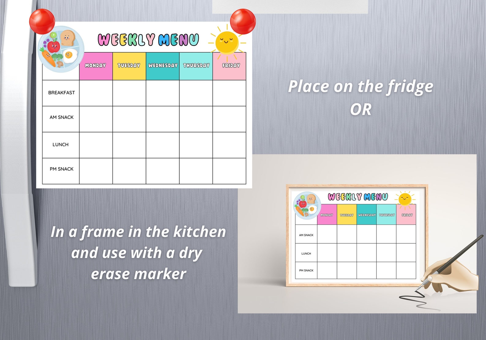 Daycare Weekly Menu, Printable Weekly Menu for Daycare, Daycare Meal ...