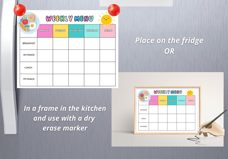 Daycare Weekly Menu, Printable Weekly Menu for Daycare, Daycare Meal ...