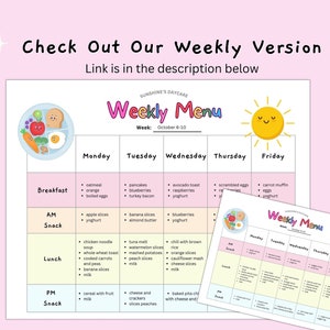 Daycare Monthly Menu, Printable Menu for Daycare, Editable, Daycare ...