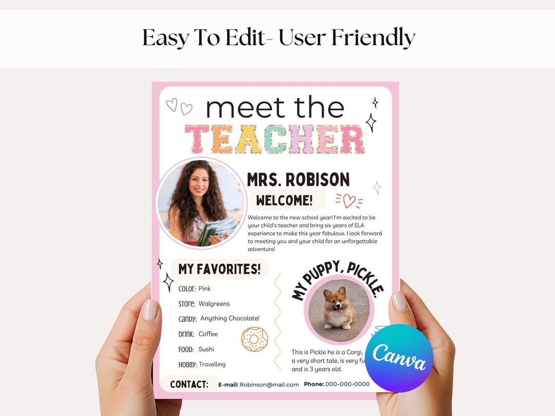 Meet the Teacher Template, Back to School Printable, Welcome Letter ...