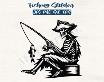 Fisherman Riding Fish Skeleton SVG Funny Fishing SVG T-shirt Gift Decal ...