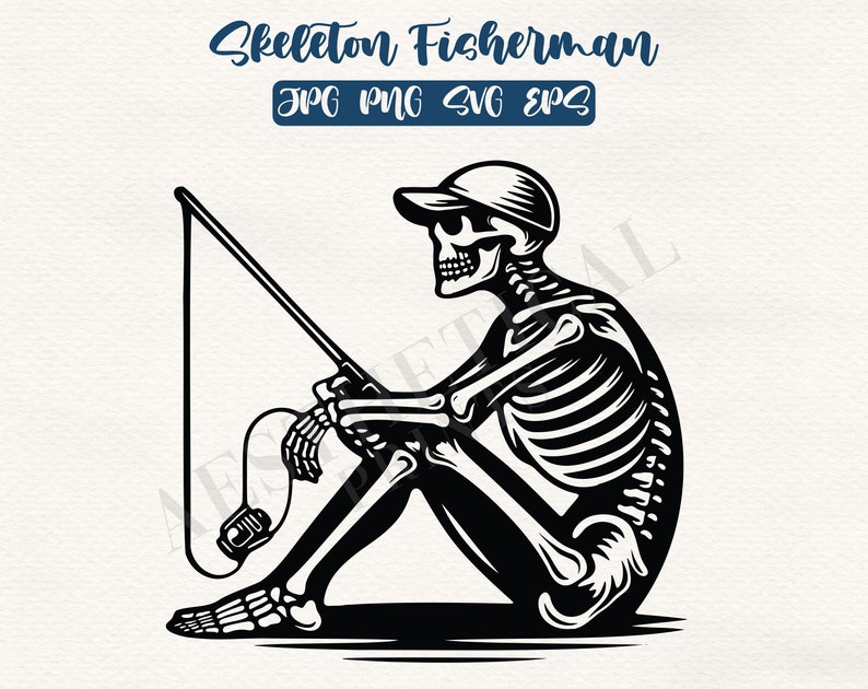 Skeleton Fisherman Clip Art Svg, Eps, Png and Jpg - Etsy