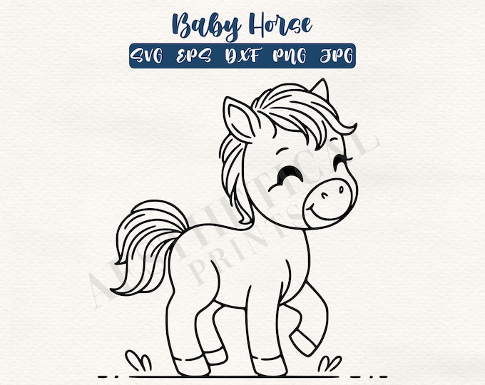 Cute Horse Svg, Farm Animal Svg, Cartoon Horse Clipart, Baby Horse Cut ...