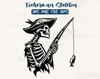 Fisherman Riding Fish Skeleton SVG Funny Fishing SVG T-shirt Gift Decal ...