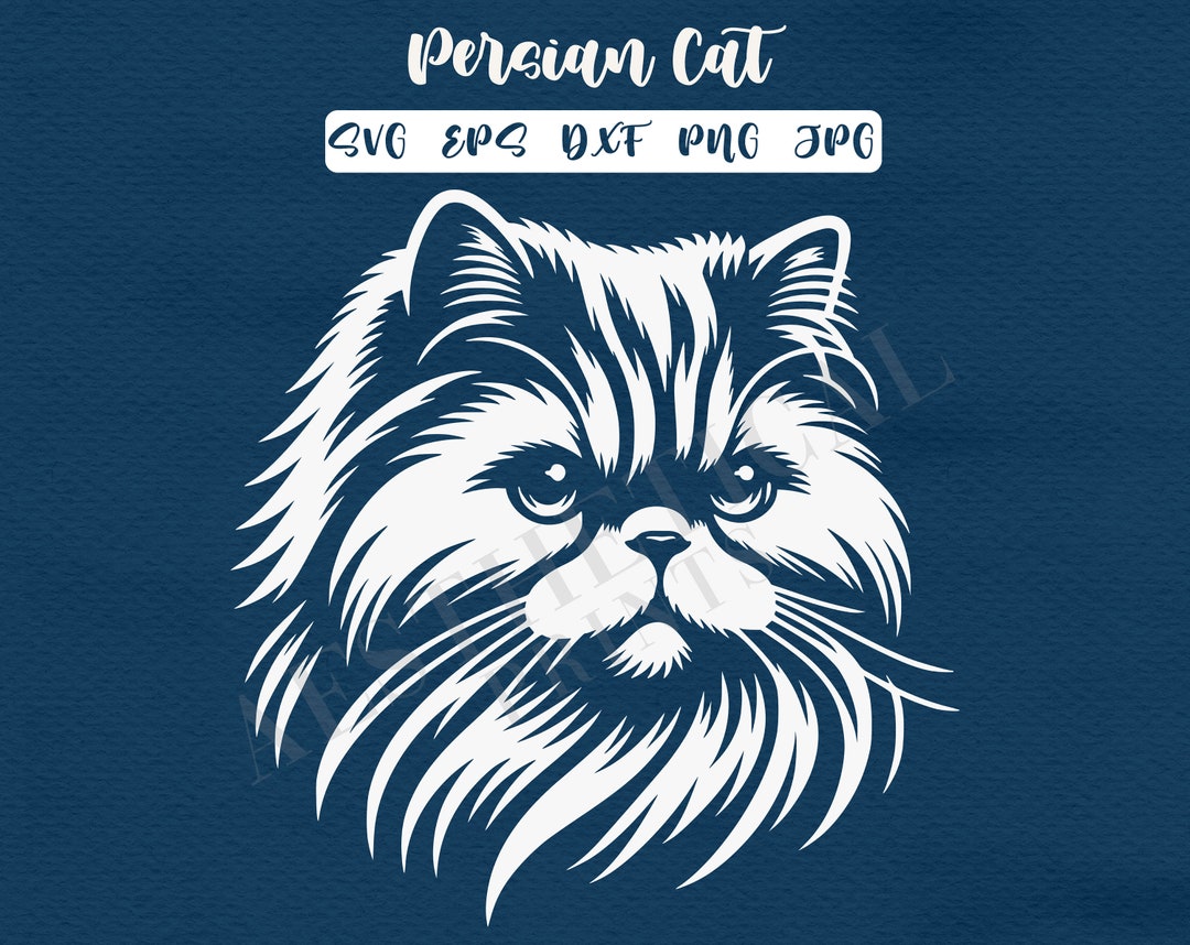 Persian Cat White Clipart Svg, Eps, Dxf, Png and Jpg 2 - Etsy