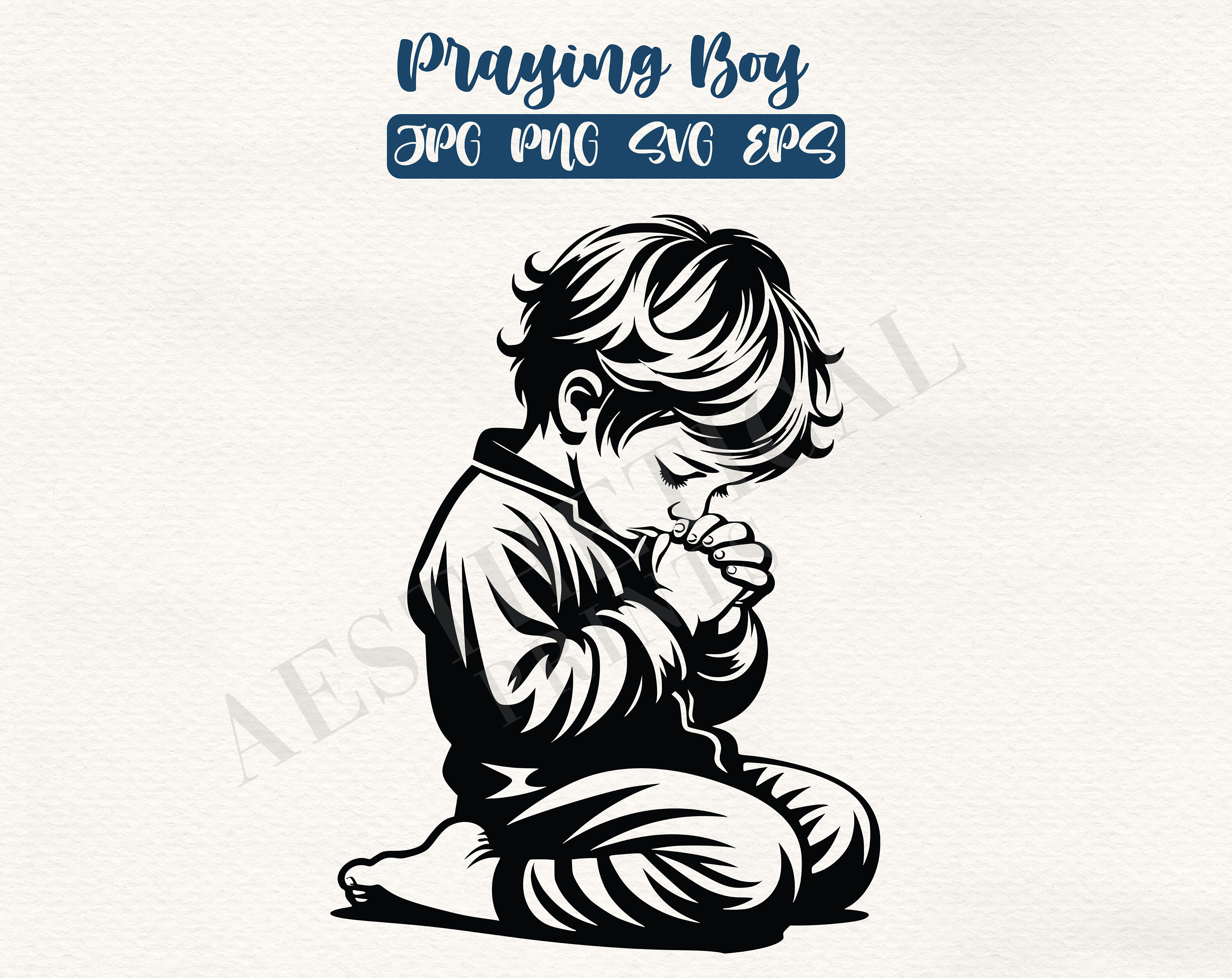 Praying Boy Clip Art Svg, Eps, Png and Jpg - Etsy