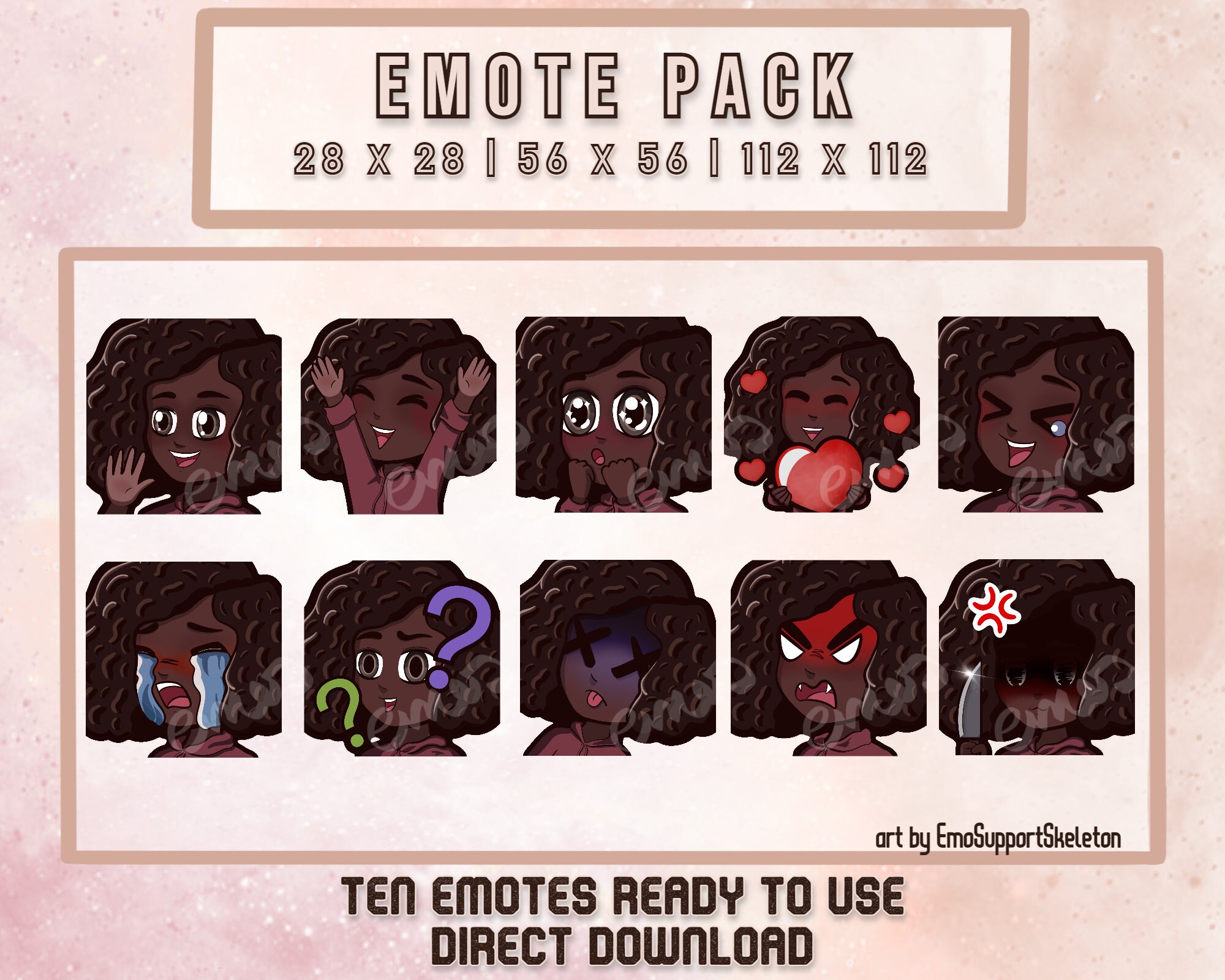 Cute Chibi Emote Pack Diez emotes listos para usar / Pelo - Etsy México