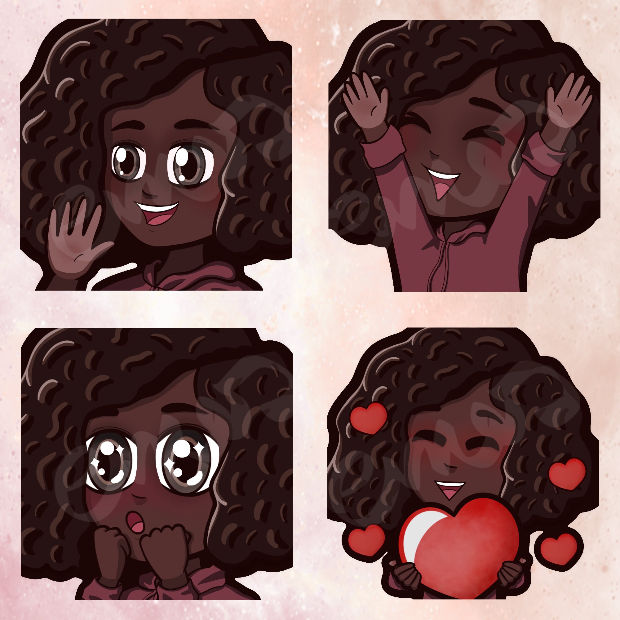 Cute Chibi Emote Pack Diez emotes listos para usar / Pelo - Etsy México