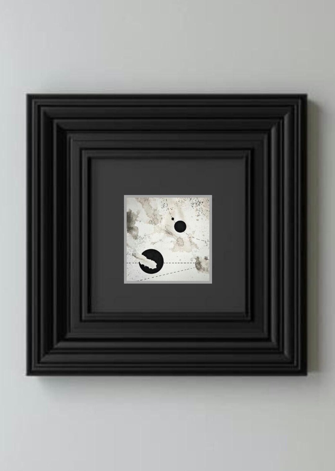 Small Abstract Ink Drawing - Moon Series, Black and White Original Art ...