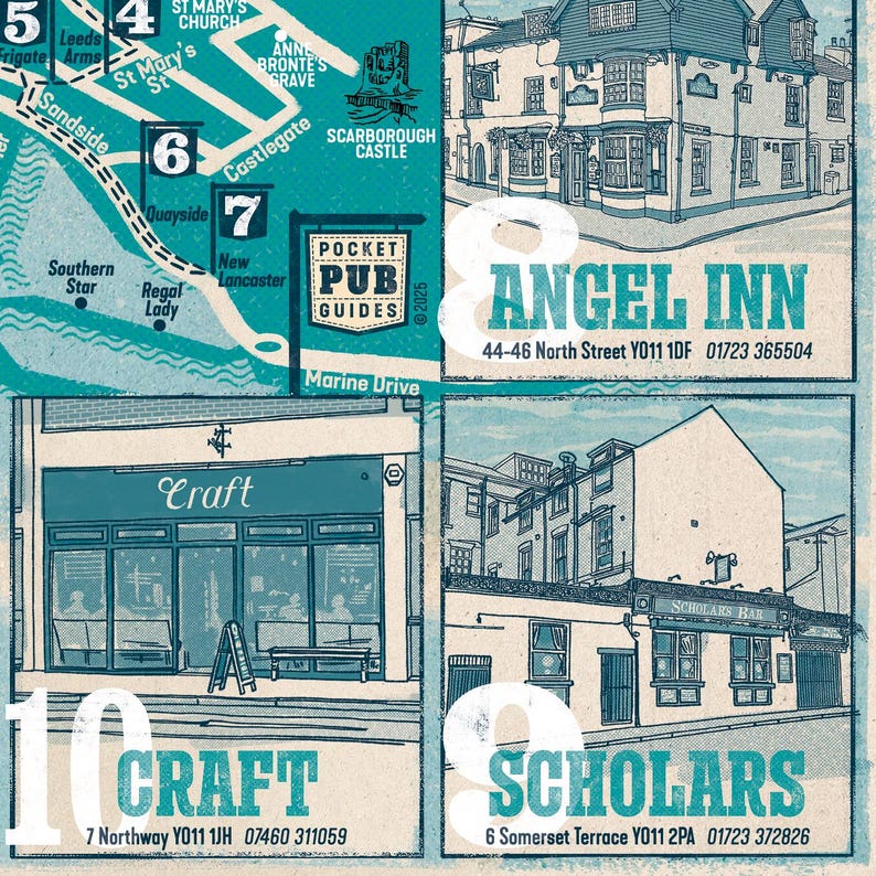 Scarborough Pub Map Poster - Printable Download - Pub Guide Map A3 PDF ...