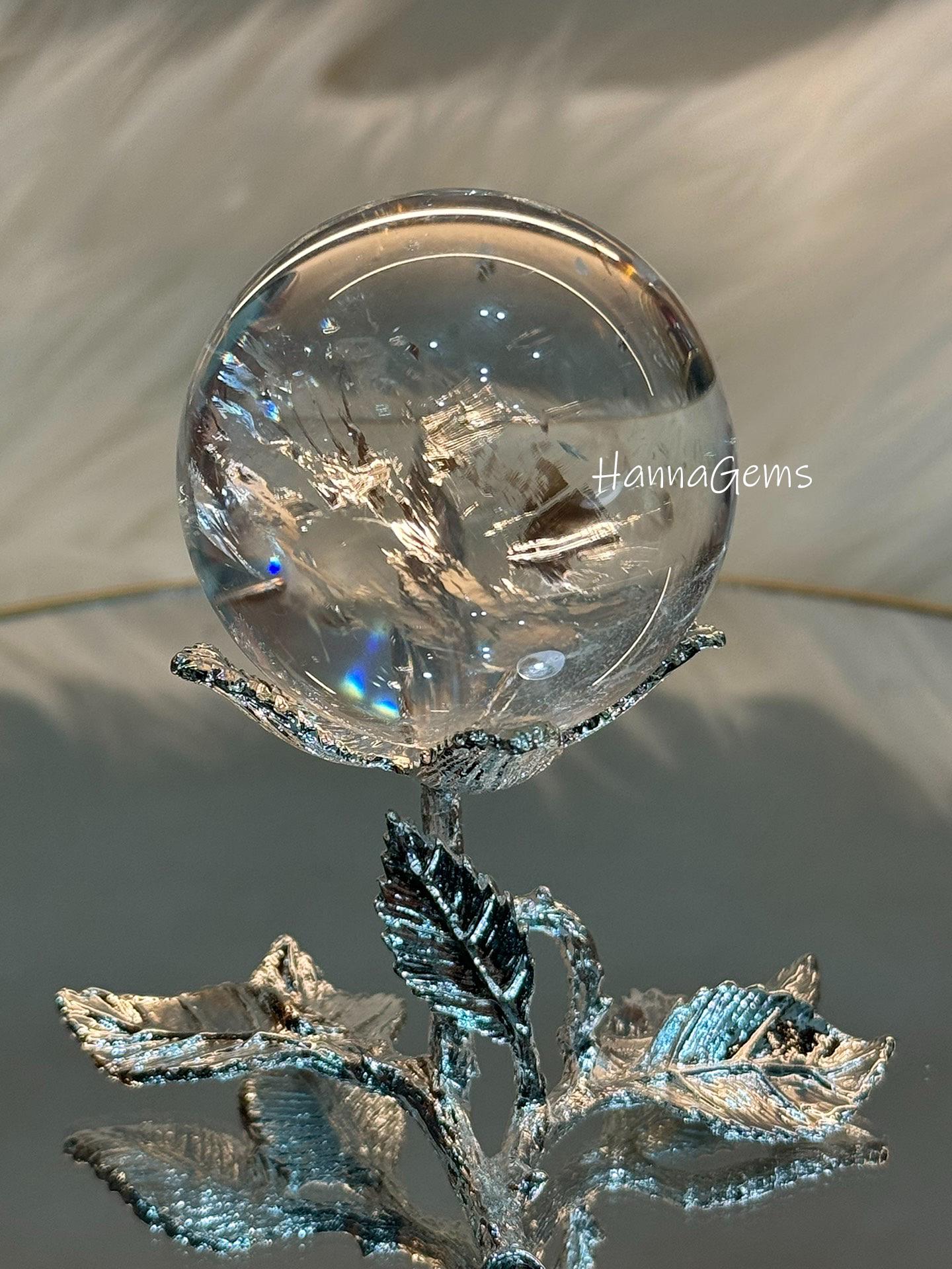 Soul Healing Clear Crystal Quartz Sphere, Rainbow Ice-cracked Crystal ...