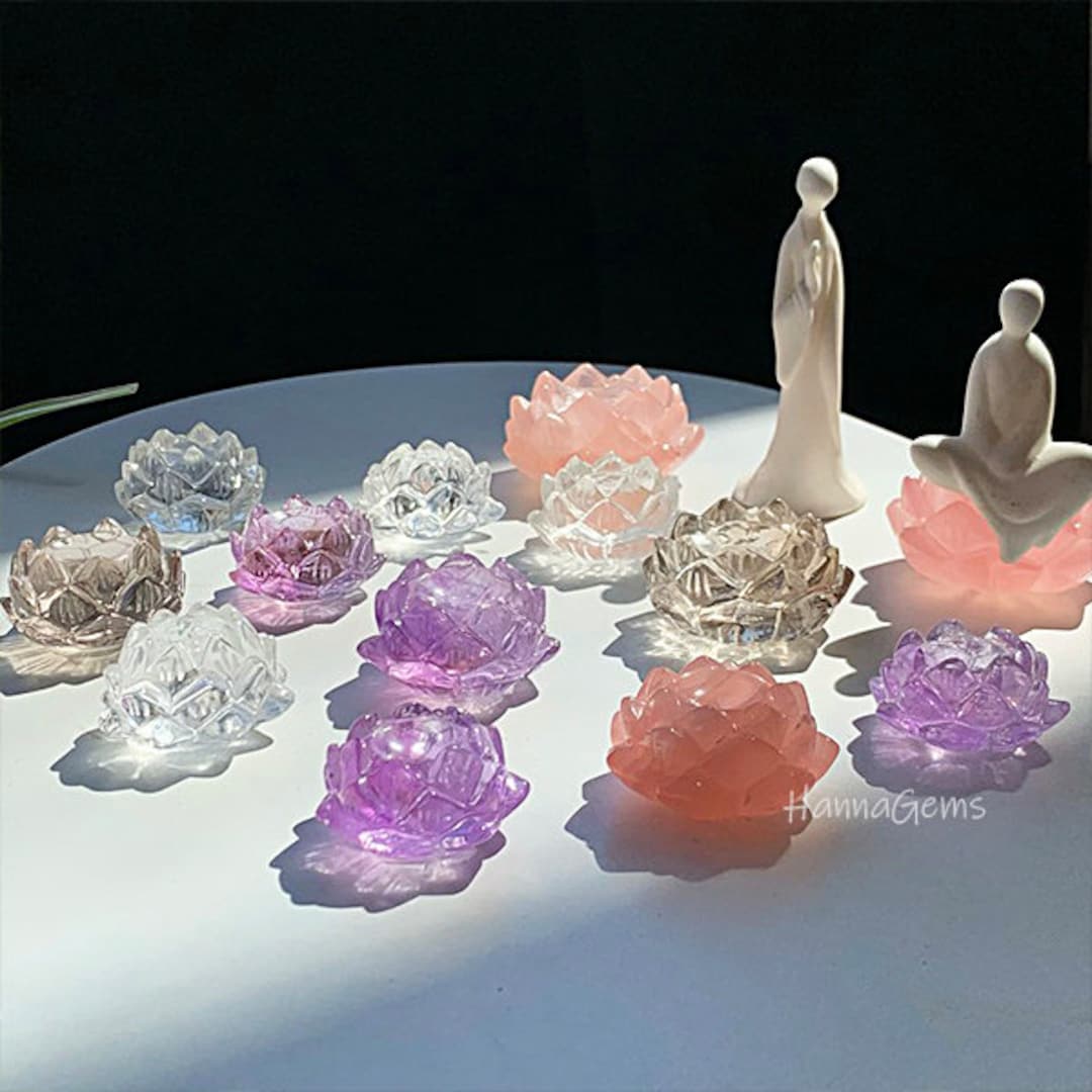 Natural Clear Quartz Lotus Flower Crystal Carving, Lotus Amethyst Rose ...