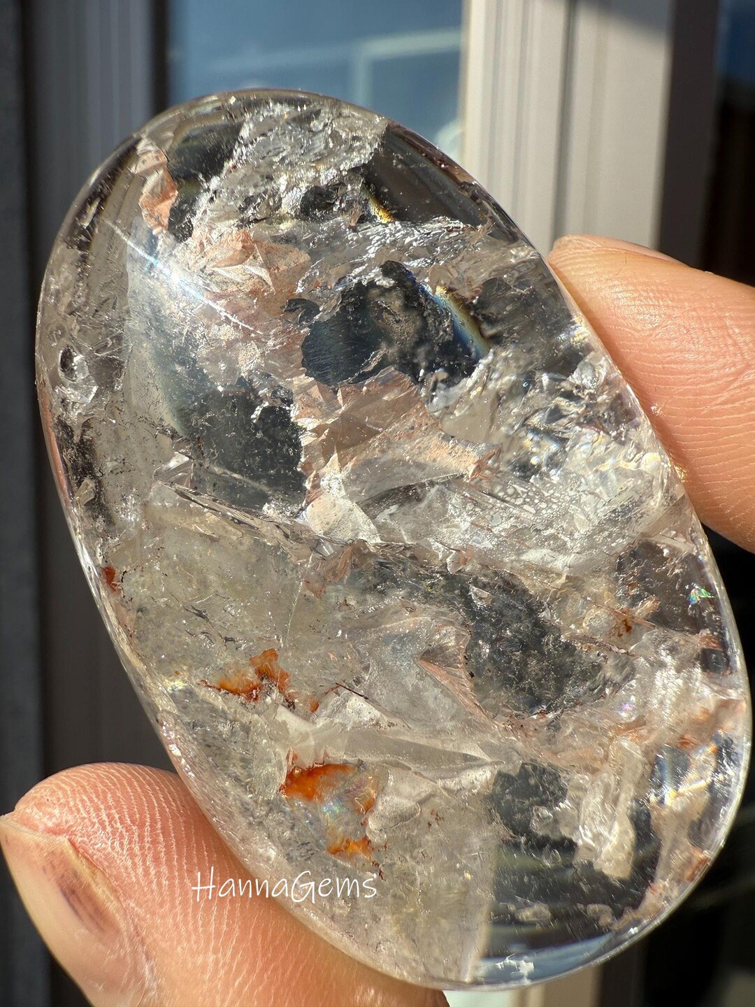 Light Pink Quicksand Skeletal Quartz Stone, Clear Skeletal Handle Stone ...