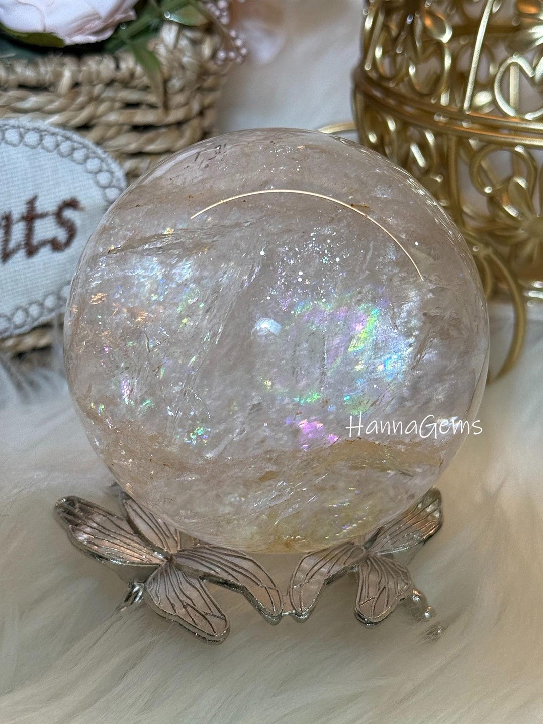 Azeztulite Quartz Pink Hematoid Symbiotic Sphere, Natural Azeztulite ...