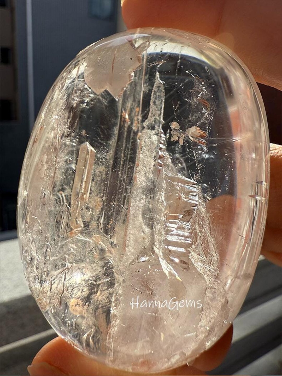 Shining Quicksand Skeletal Quartz Handle Stone, Clear Skeletal Stone ...