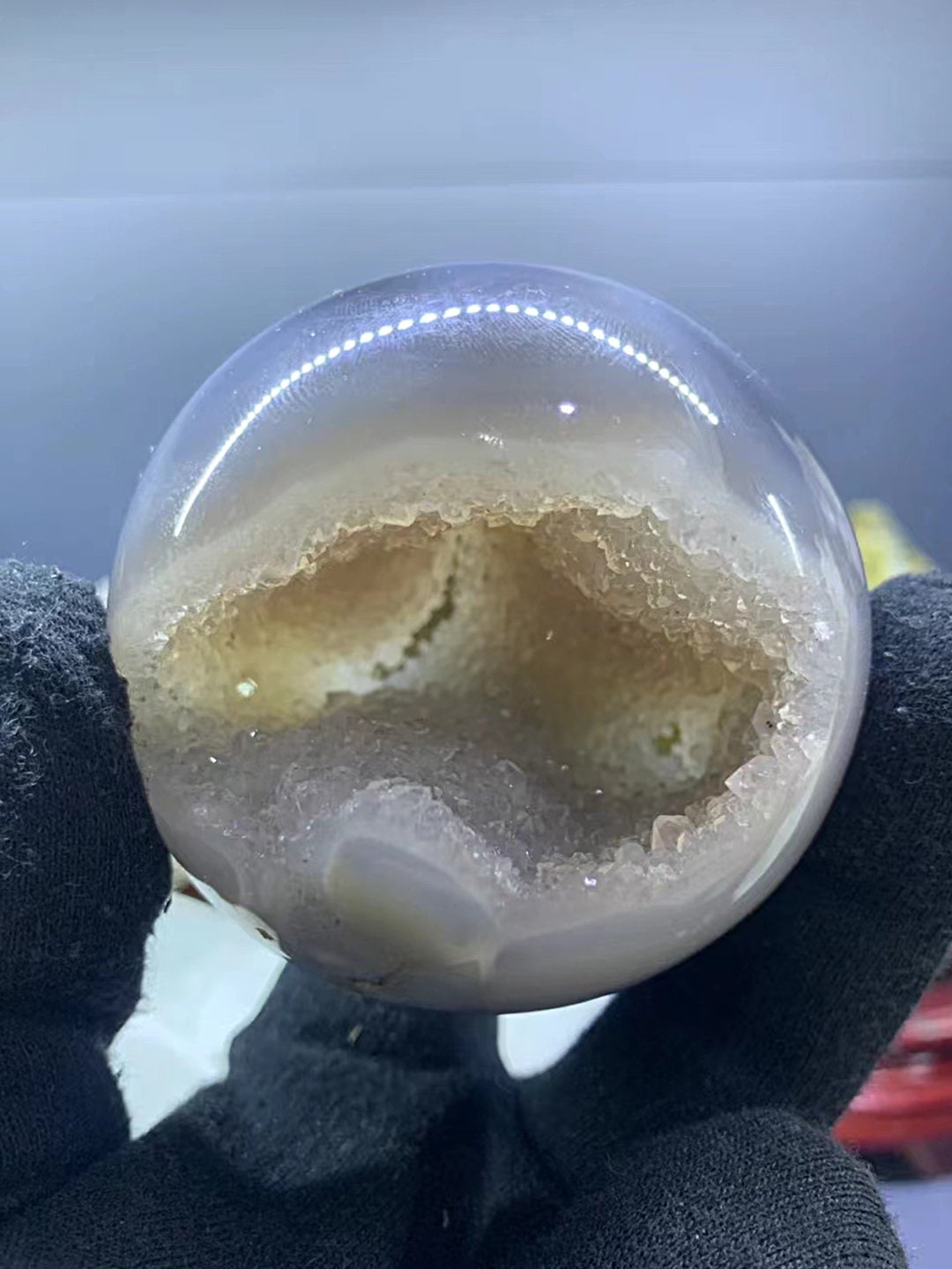 Natural Agate Geode Sphere, Crystal Cave Sphere, Full Polished Crystal ...