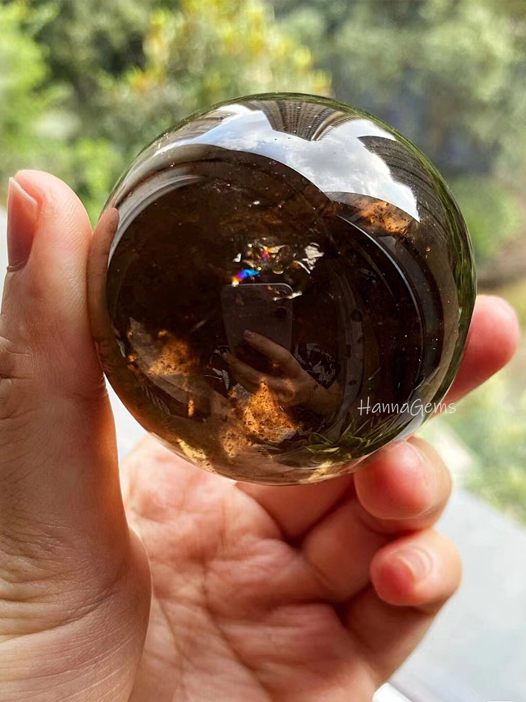 Degaussing Smoky Citrine Quartz Sphere, Tea Smoky Crystal Sphere With ...