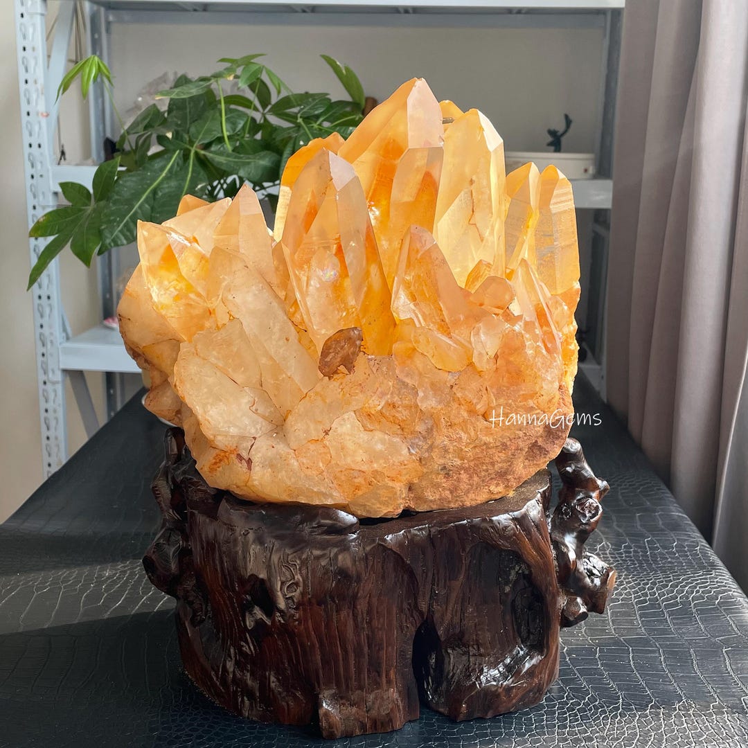 Large Citrine Quartz Cluster, Natural Geode Cluster, Yellow Crystal ...