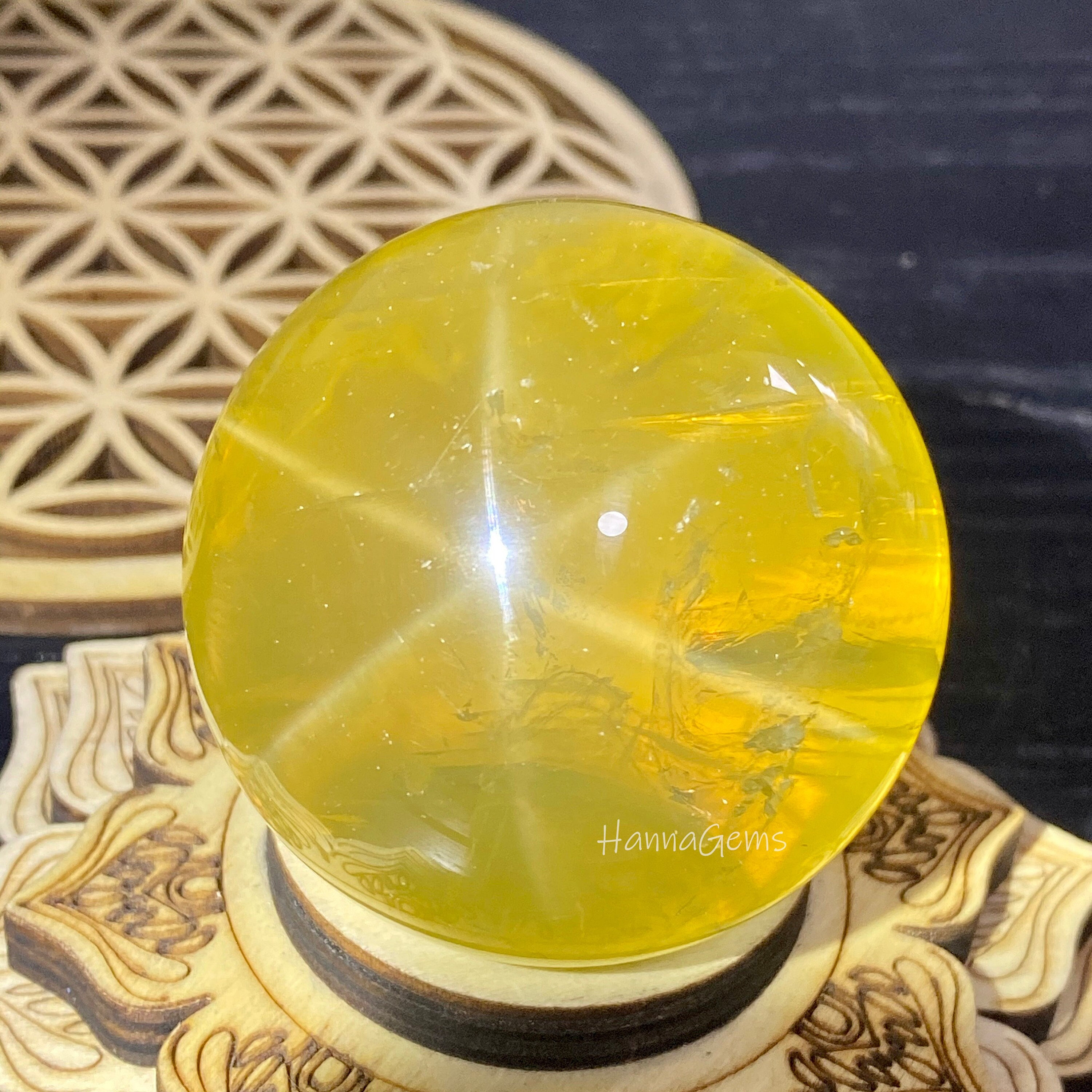 Degaussing Six Star Citrine Sphere, Citrine Crystal Gazing Sphere With ...