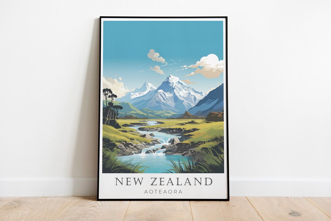 NZ Poster Digital Print, New Zealand Travel Poster Print New Zealand ...