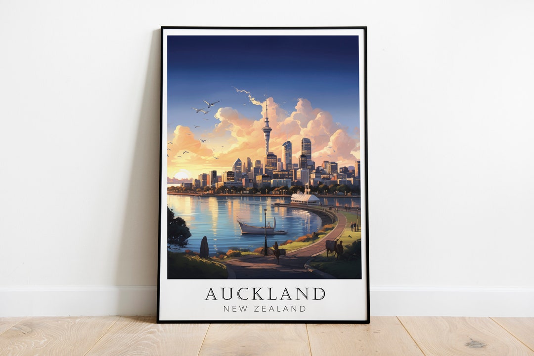 NZ Poster Digital Print, Auckland Travel Poster, New Zealand Art Print ...