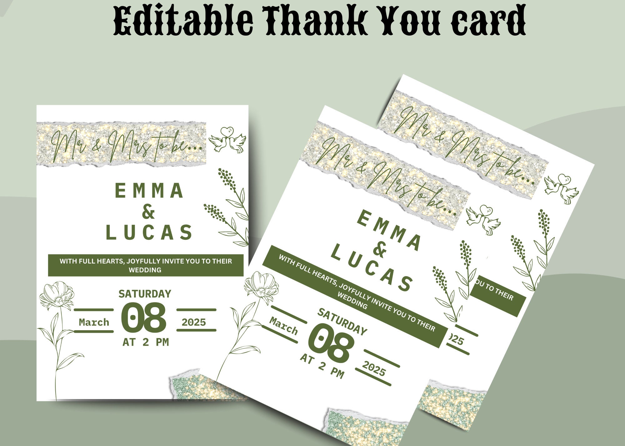 Editable Wedding Card. Wedding Card Invitation. Minimal Wedding ...