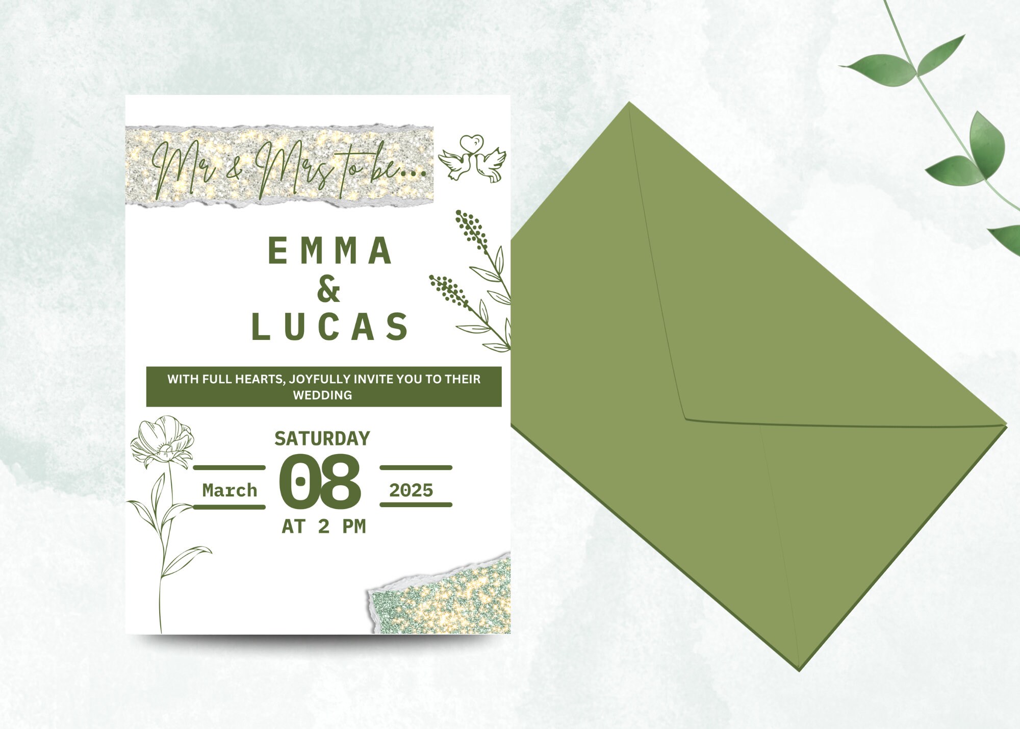 Editable Wedding Card. Wedding Card Invitation. Minimal Wedding ...