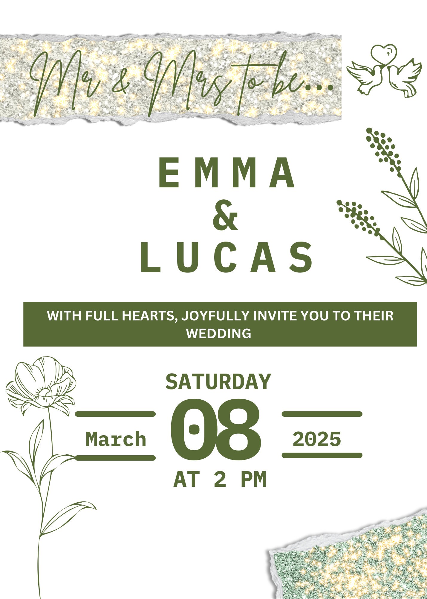 Editable Wedding Card. Wedding Card Invitation. Minimal Wedding ...