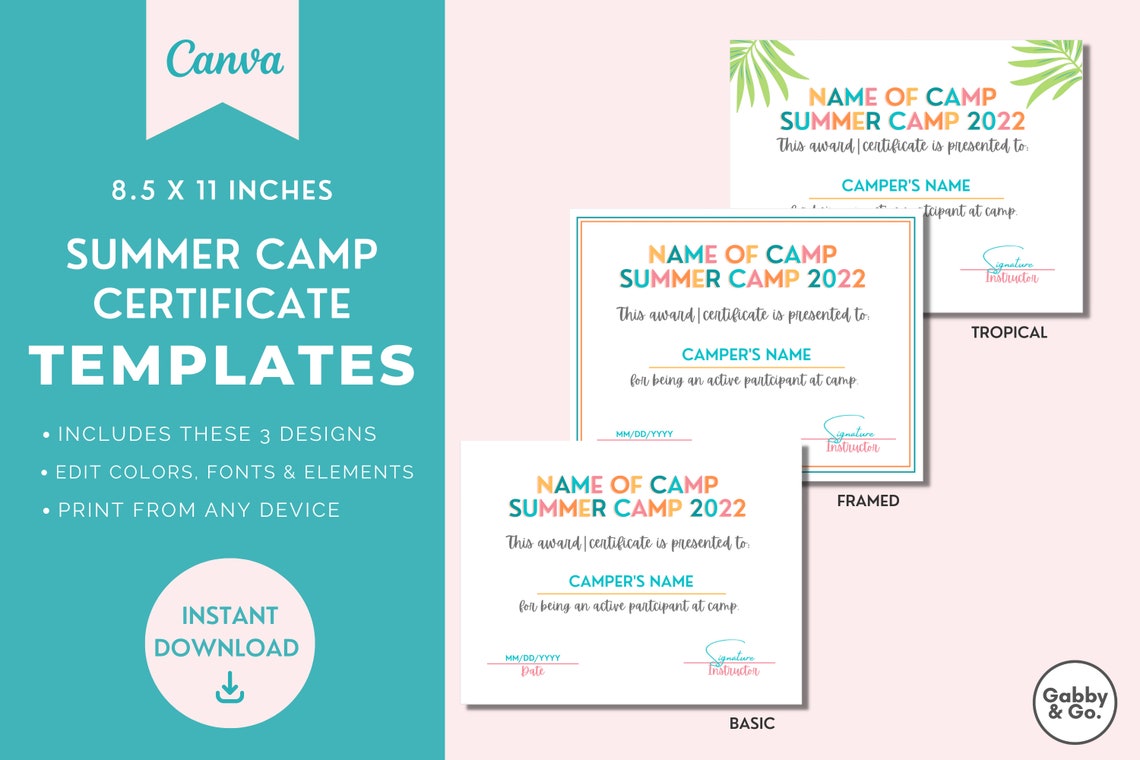 Summer Camp Certificate Printable | Summer Printable Template ...