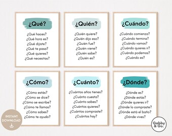 Spanish Classroom Phrases Printable Poster Set Cursive AND Print ...