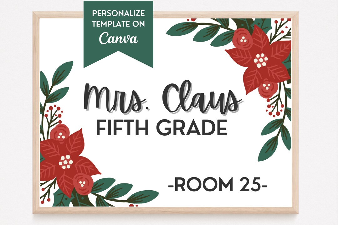 Christmas Classroom Door Sign Printable Teacher Door Sign Template ...