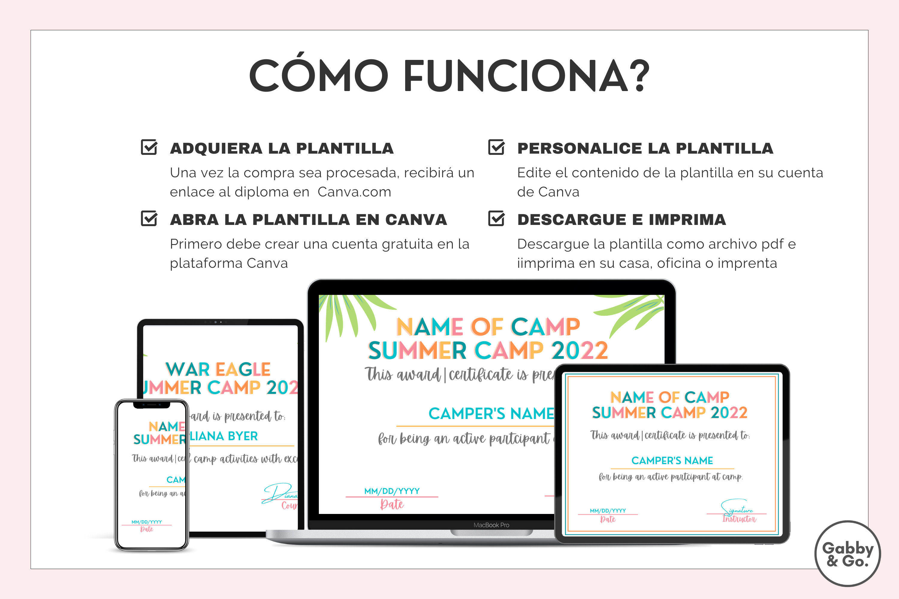 Diploma de Curso de Verano / Campamento de Verano / Plantilla de ...