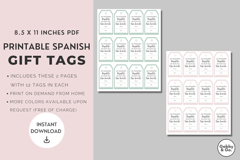 Spanish Printable Gift Tag Instant Download Gift Tags - Etsy