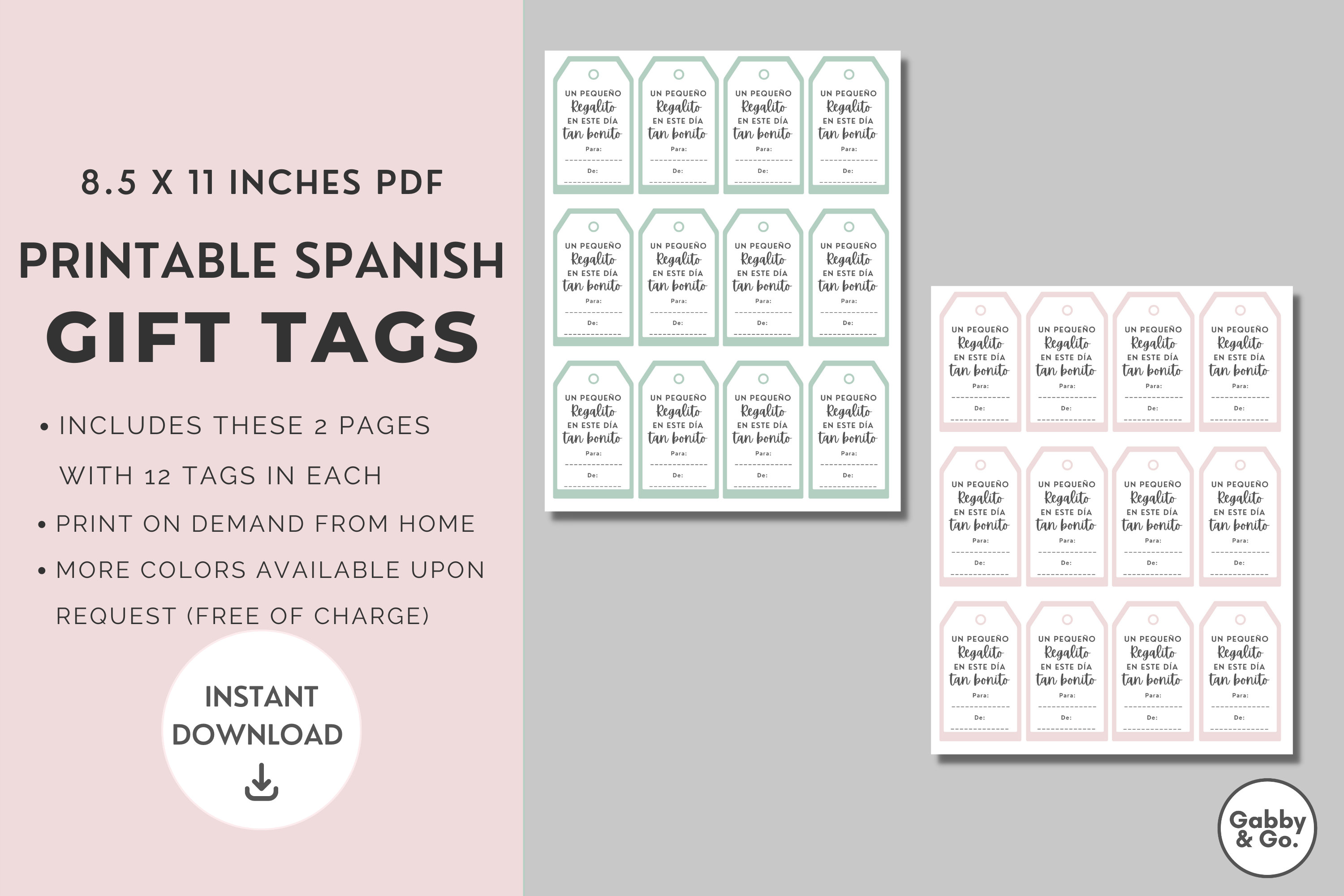 Spanish Printable Gift Tag Instant Download Gift Tags Spanish Valentine ...