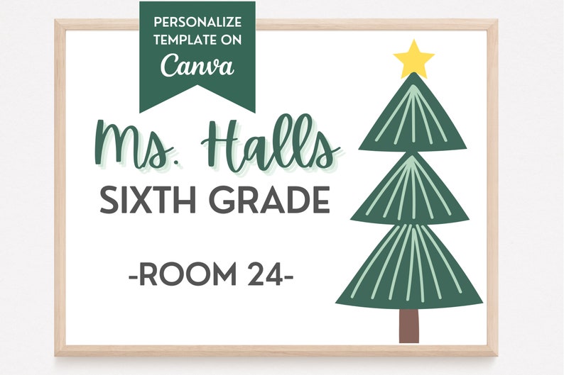 Christmas Classroom Door Sign | Printable Teacher Door Sign Template ...