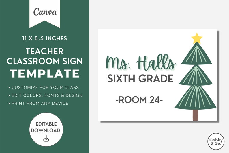 Christmas Classroom Door Sign | Printable Teacher Door Sign Template ...