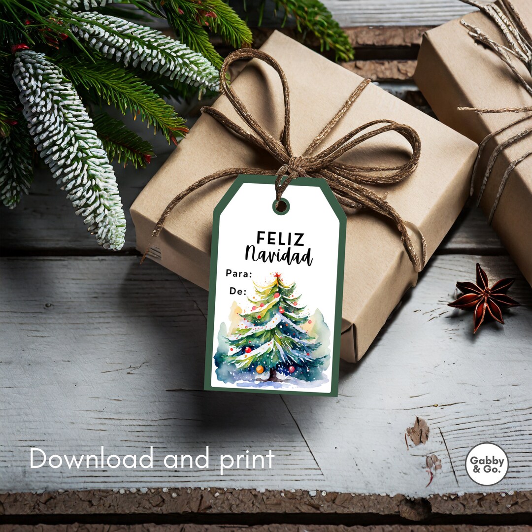 Printable Christmas Gift Tags Feliz Navidad Gift Tag Digital Download ...