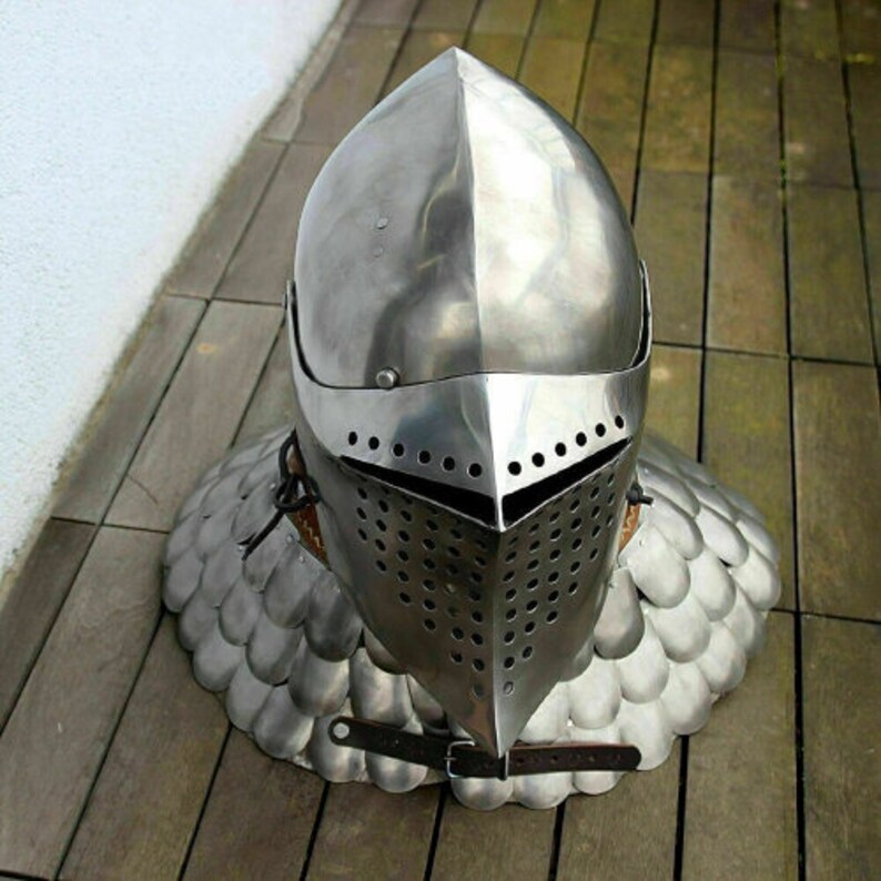 Medieval Bassinet Helmet With Neck Protection Knight Custom - Etsy