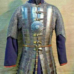 Medieval Steel Chainmail Armor Battle Warrior Chainmail Half Suit of Armour Chainmail Plate ...