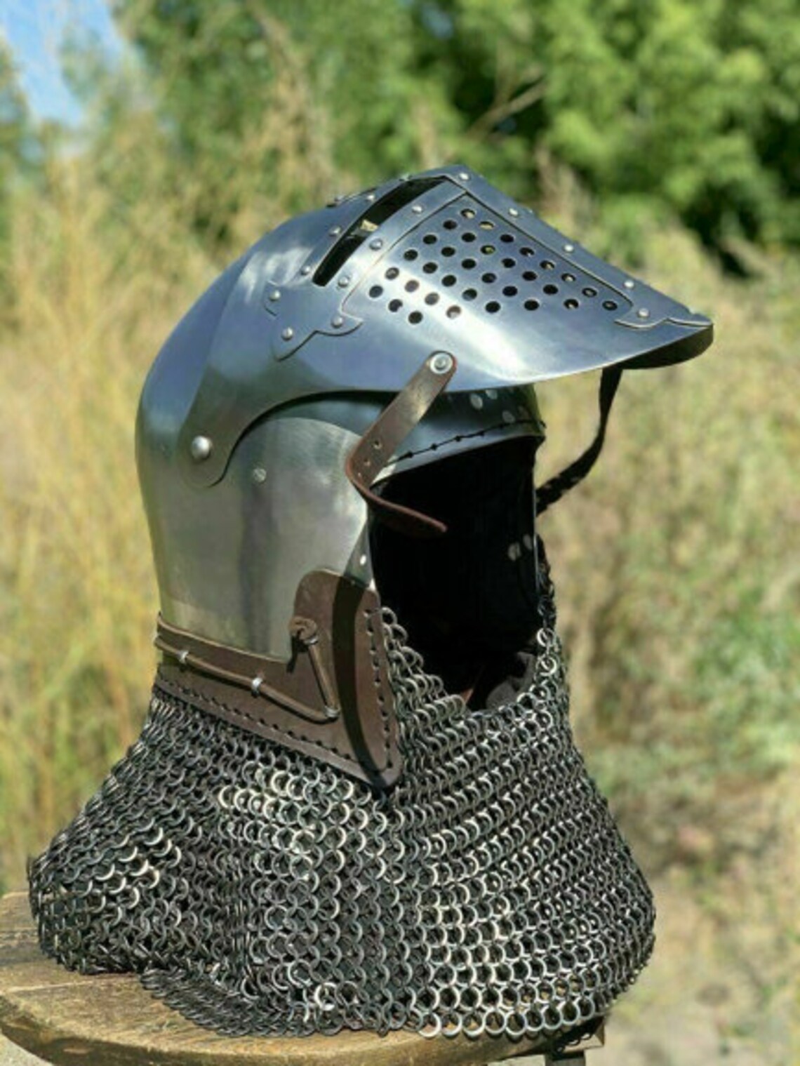 Medieval Barbuta Chainmail Helmet Steel Barbute Helmet LARP - Etsy