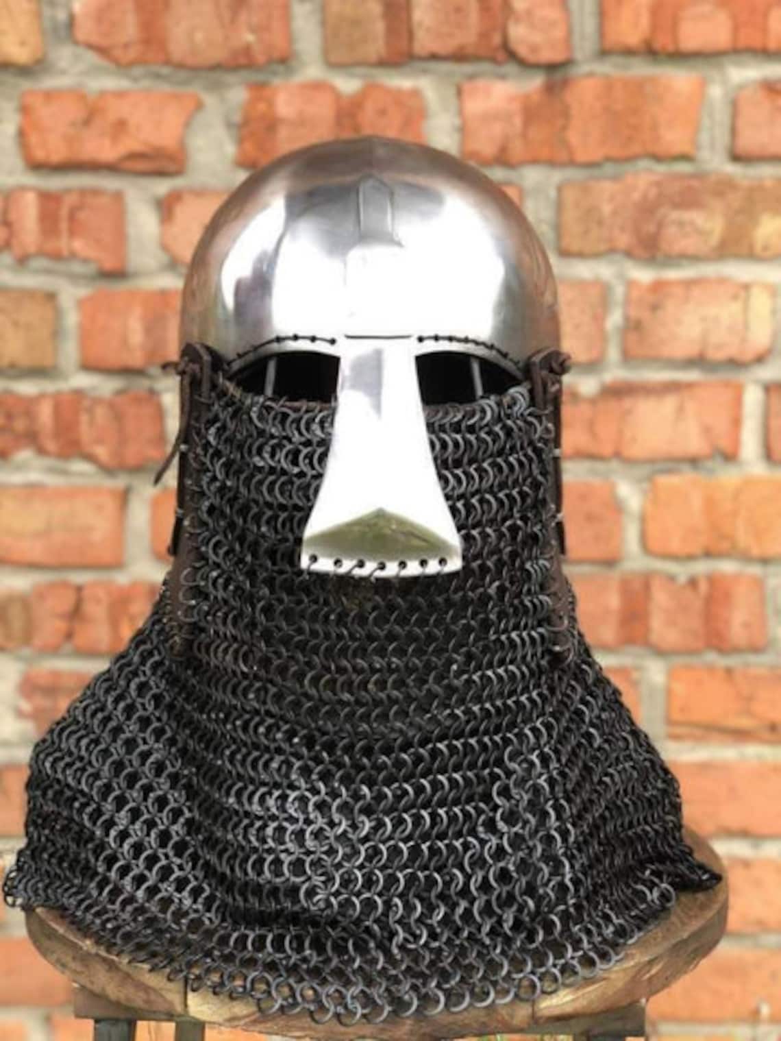 Medieval Knight Nasal Chainmail Helmet Heavy Steel Armor - Etsy