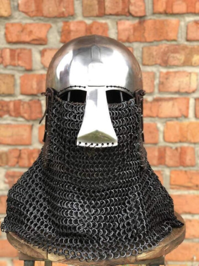 Medieval Knight Nasal Chainmail Helmet Heavy Steel Armor - Etsy
