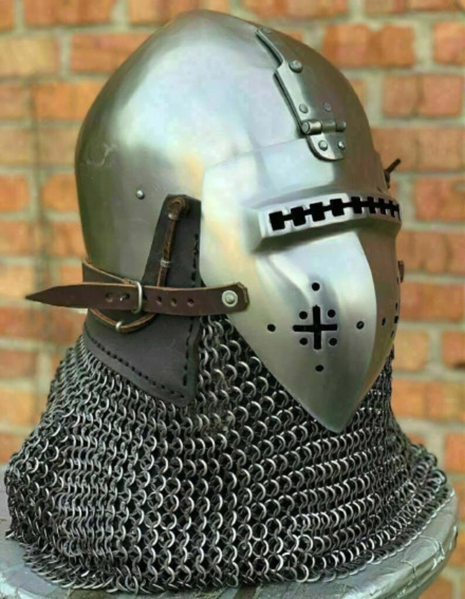 Medieval Nurnberg Bascinet Hounskell Helmet 14th Century Steel ...