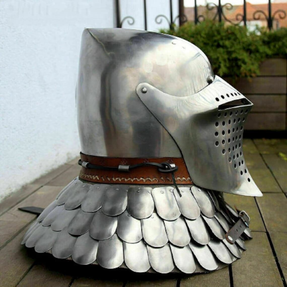 Medieval Bassinet Helmet With Neck Protection Knight Custom - Etsy