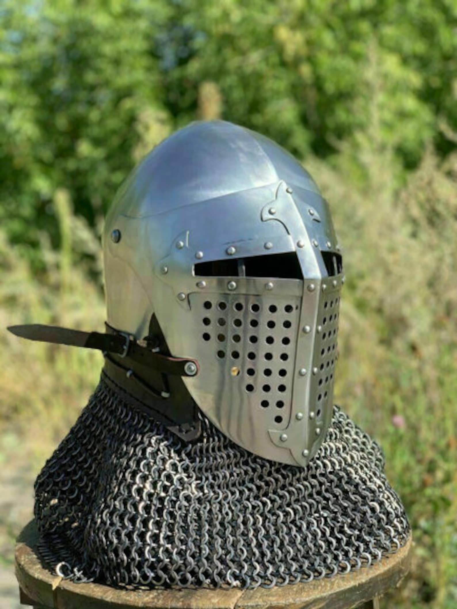 Medieval Barbuta Chainmail Helmet Steel Barbute Helmet LARP - Etsy
