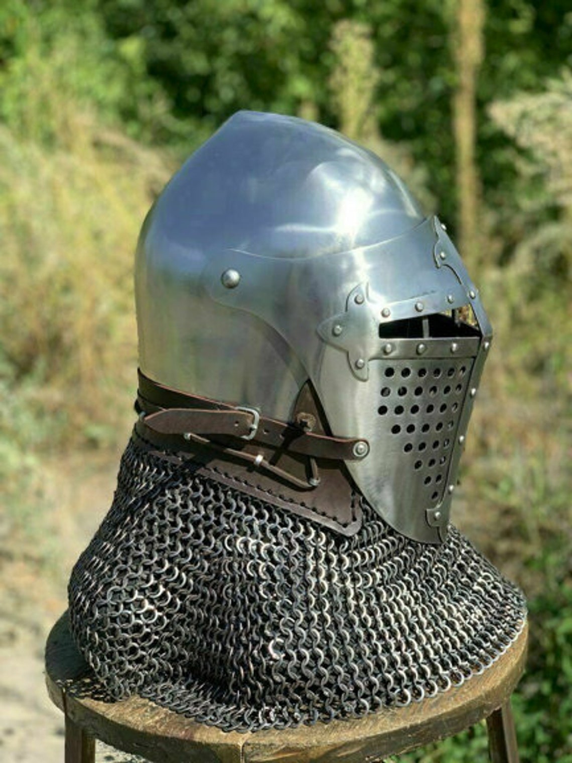 Medieval Barbuta Chainmail Helmet Steel Barbute Helmet LARP - Etsy