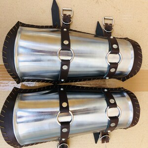 Steel Leather Medieval Bracers Fully Functional Forearm Guard Armour ...