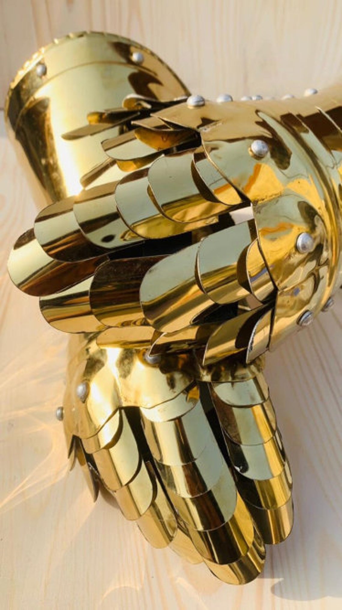 Medieval Steel Gothic Knight Golden Gloves Battle Warrior - Etsy