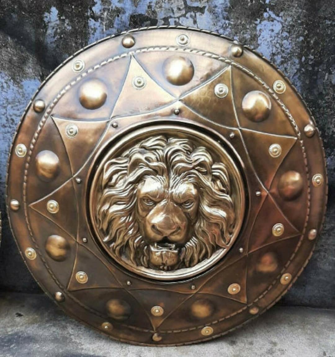 Medieval Lion Face Shield Knight Armor Round Shield Battle Warrior ...