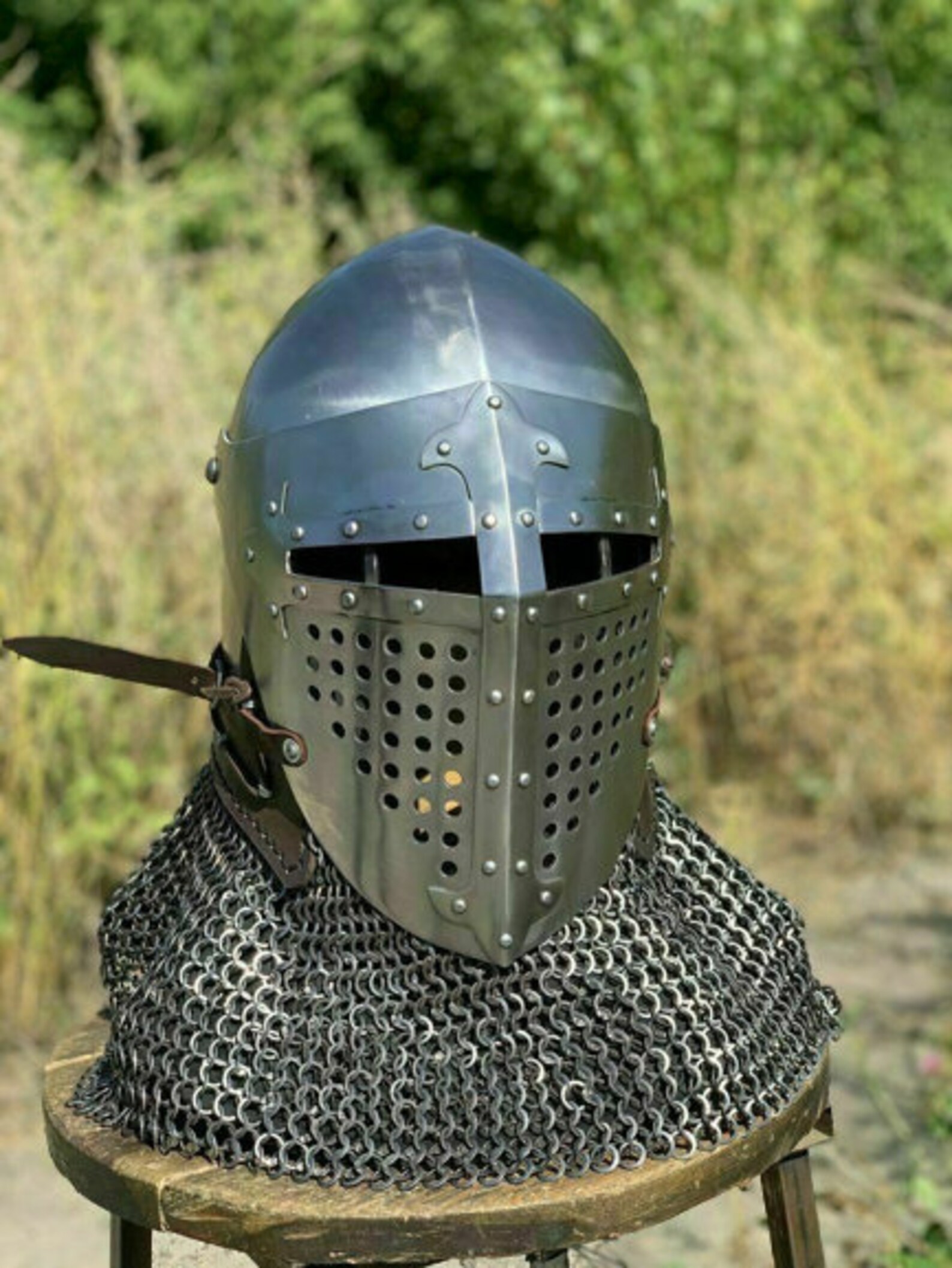 Medieval Barbuta Chainmail Helmet Steel Barbute Helmet LARP - Etsy